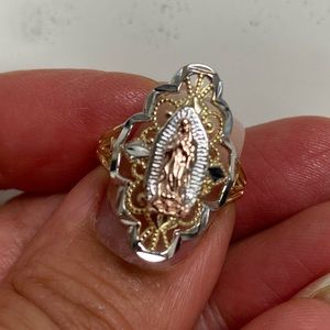 Jewelry | 14k Tri Color Our Lady Of Guadalupe Religious Ring | Poshmark